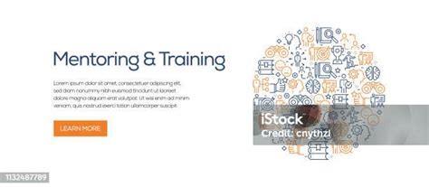 라인 아이콘이 있는 멘토링 및 교육 배너 템플릿 광고 헤더 웹 사이트에 대 한 현대 벡터 일러스트 멘토십에 대한 스톡 벡터 아트 및 기타 이미지 Istock