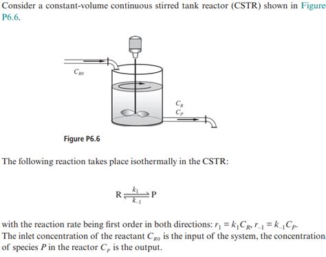 Solved Consider A Constant Volume Continuous Stirred T