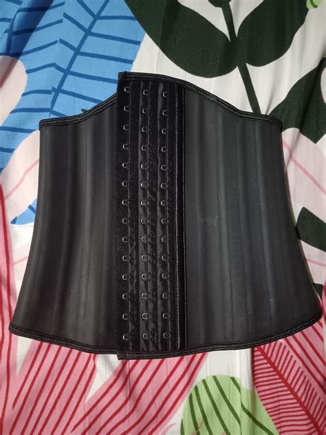Corset 25 Steel Boned Black Latex Waist Trainer Womens Fashion