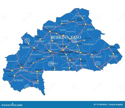Burkina Faso Map Stock Vector Illustration Of Pouytenga 191402804