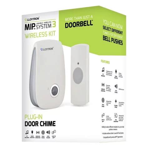 Lloytron Mip3 Wireless Door Bell And Chime Kit 32 Melody Mains Chime