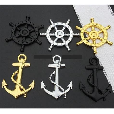 船錨船舵logo車標 海盜船船長車貼 3d金屬海軍標誌 後標尾標側標 汽車裝飾改裝配件 金色黑色銀色貼標 飛馬汽車 Yahoo奇摩拍賣