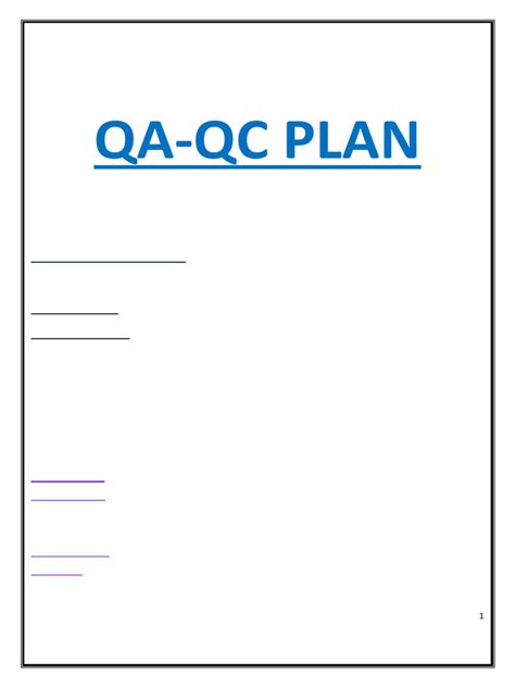 Project Qaqc Plan Pdf Quality Assurance Quality Management System