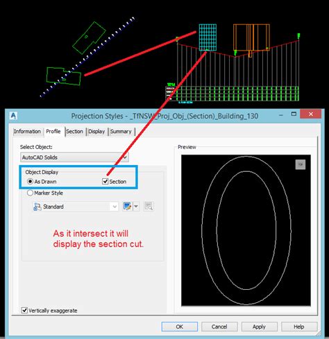 solved project horizontal intersecting objects onto profile views