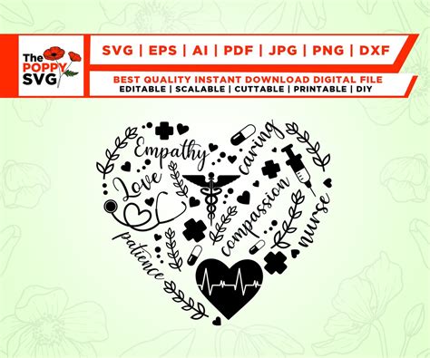 Nurse Life Svg Heart Svg Nurse Adjectives And Icons Svg Png Files For