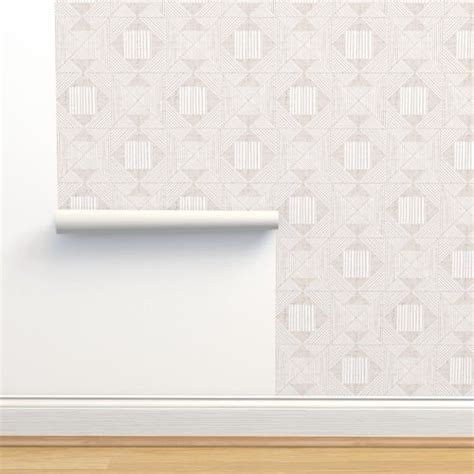 Neutral Geometric Block Print Wallpaper Spoonflower