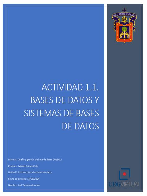 actividad 1 1 bases de datos y sistemas de bases de datos pdf