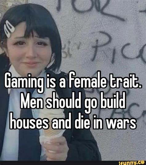 gaming is a female trait men should go build houses and die in wars
