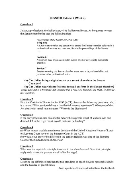 Busn1101 Tutorial 2 Week 3 Questions Busn1101 Tutorial 2 Week 3