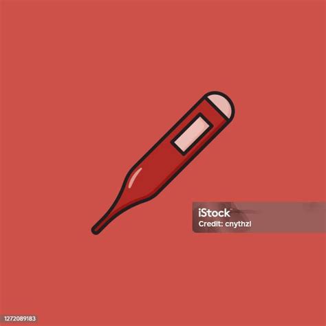 Ikon Termometer Gaya Desain Garis Datar Ilustrasi Vektor Simbol