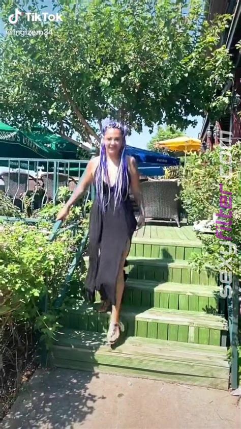 Cute Ingizem34 Shows Cleavage In Black Dress Braless