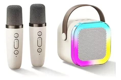 Caixa De Som Rgb Karaokê Bluetooth 2 Microfones K12 Parcelamento