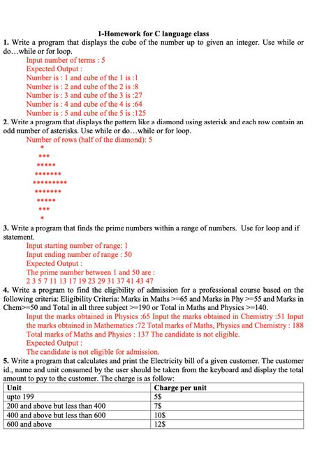 Solved 1 Homework For C Language Class 1 Write A Program Chegg