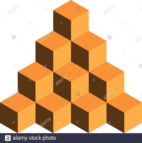 Gold Cube Pyramid 3d Vector Illustration