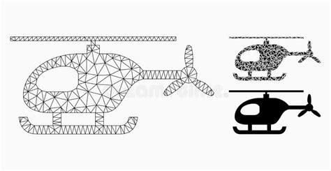 Helicopter Vector Mesh Network Model And Triangle Mosaic Icon Stock Vector Illustration Of