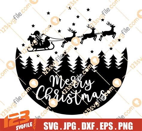 Merry Christmas Svg Christmas Scene With Santa Svg Cut File