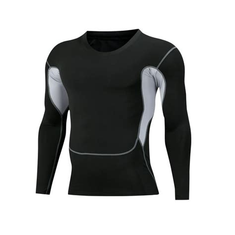 Yufatyle Mens Long Sleeve Compression Shirts Colorblocked Dry Fit