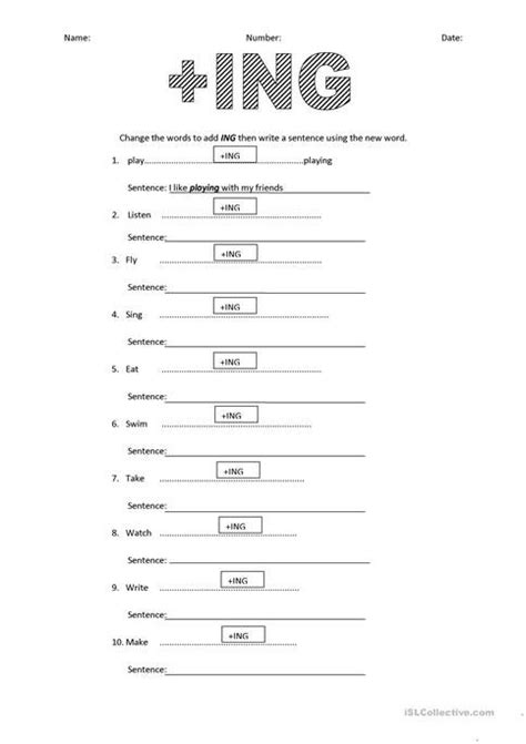 Present Continuous Verbs Adding Ing Worksheet Free Worksheets Samples
