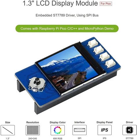 Waveshare Inch LCD Display For Raspberry Pi Pico IPS Screen Display Module K RGB Colors At