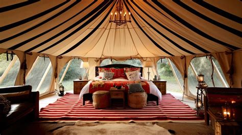 Evening View With Indian Glamping Tent Glamping Site In The Woods On A