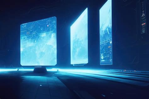 공상 과학 현대 사용자 인터페이스 3d 렌더링의 미래 추상 Hudset 래스터 그림입니다 프리미엄 사진