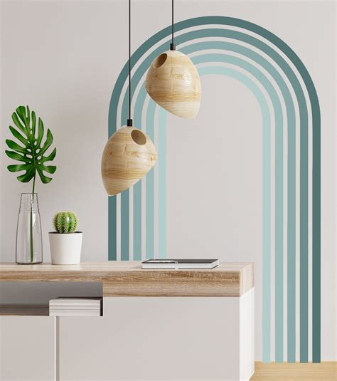 Arch Wall Decal Abstract Shape And Line Art Wall Sticker Mid Century Modern Boho Arch Wall