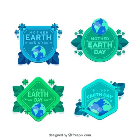 Free Vector Collection Of International Earth Day Badges In Flat Design