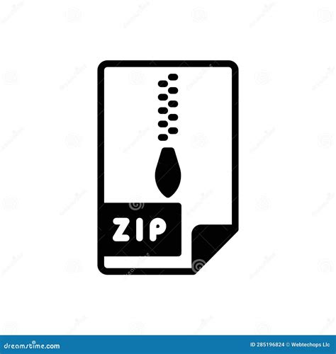 Black Solid Icon For Zip File Type And Extension Stock Illustration Illustration Of Attach