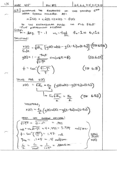 Solved Homework 5 Vibration Analysis Mae 415 Docsity