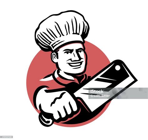 디자인을 위한 정육점 로고 고기 칼 문양을 가진 요리사 벡터 일러스트 레이 션 고급에 대한 스톡 벡터 아트 및 기타 이미지 고급 고기 고기 칼 Istock