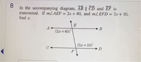 Solved In The Accompanying Diagram Vector ABparallel Vector CD And Vector EF Is Transversal