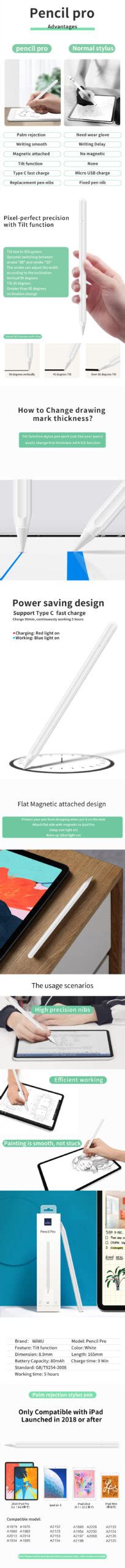 WIWU Pencil Pro With Tilt Function and Palm Rejection