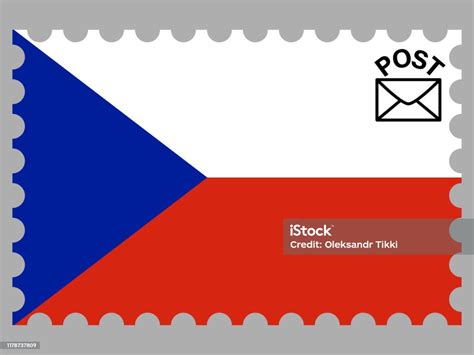 우표 내부 Czhech 공화국 국기 배경에 격리됩니다 원래 색상과 비율 창의적 벡터 일러스트레이션 국가 집합 엽서 로고 문자 국가 관광명소에 대한 스톡 벡터 아트 및 기타