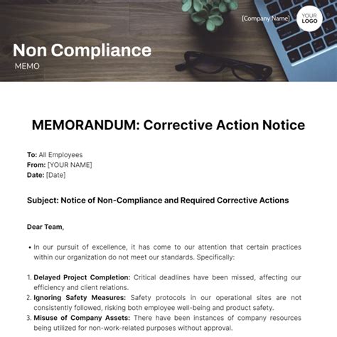 Free Non Compliance Memo Template To Edit Online