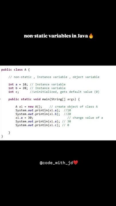 Non Static Variables In Java ️ Most Important And Basic Concept Of