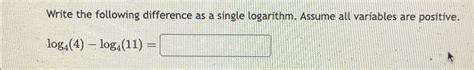 solved write the following difference as a single logarithm