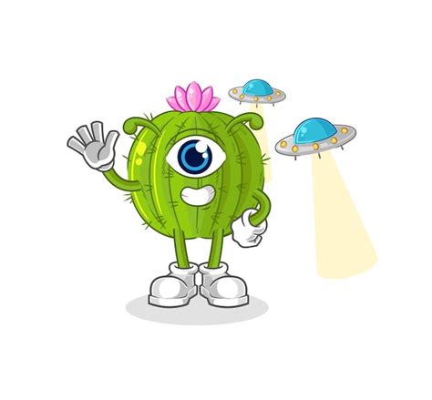 Premium Vector Cactus Alien Cartoon Mascot Vector