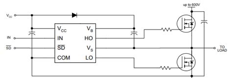 Ir2104 Half Bridge Mosfet Driver Schematic Equivalents And Pinout