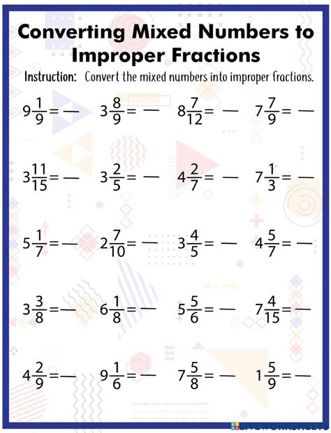 Improper Fractions To Mixed Numbers Worksheets 15