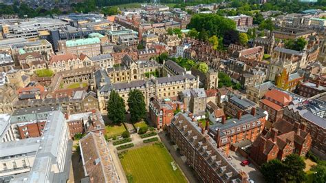 Aerial View Of Cambridge University Colleges Showing Historic