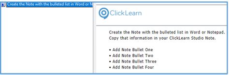 Add A Bulleted List To A Note Clicklearn Community