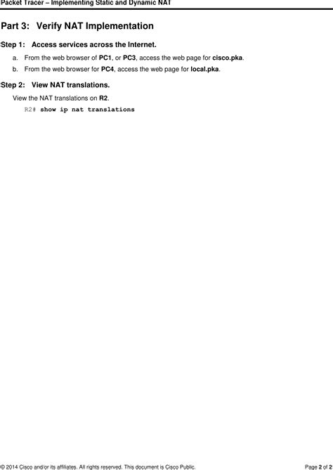 9236 Packet Tracer Implementing Static And Dynamic Nat Instructions