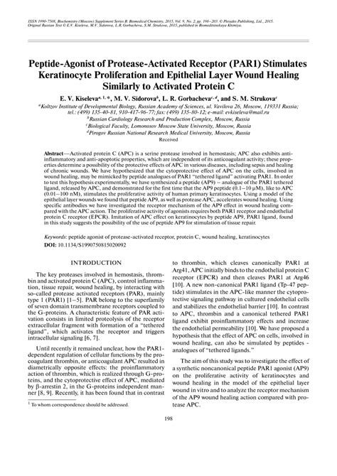 Pdf Peptide Agonist Of Protease Activated Receptor Par1 Stimulates