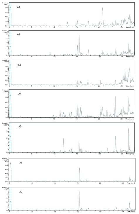 Base Peak Chromatograms Bpcs Of Fresh And Dried Olive Leaf Samples