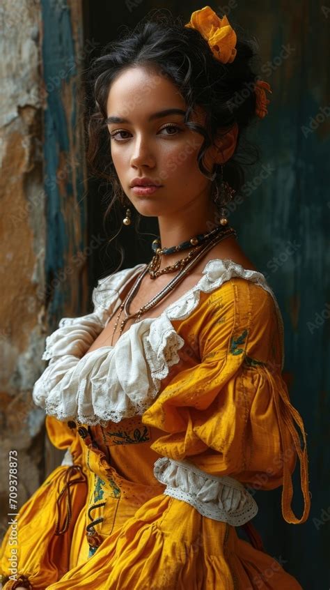 Captivating Elegance A Latina Woman Adorned In Authentic Mid Century