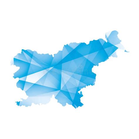 Vector Illustration Of Slovenia Map With Blue Colored Geometric Shapes