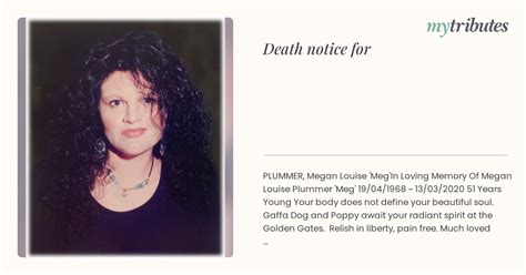 Megan Louise Meg Plummer Death Notices Adelaide The Advertiser