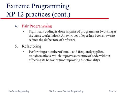Software Engineering Sw Processes Extreme Programming Slide 1 Software Engineering Software
