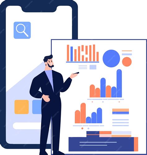 Premium Vector Hand Drawn Businessman With Presentation Charts In Flat Style Isolated On