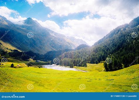 Great Views Of The Hills At Sunny Day Location Place Maloja Pass Swiss